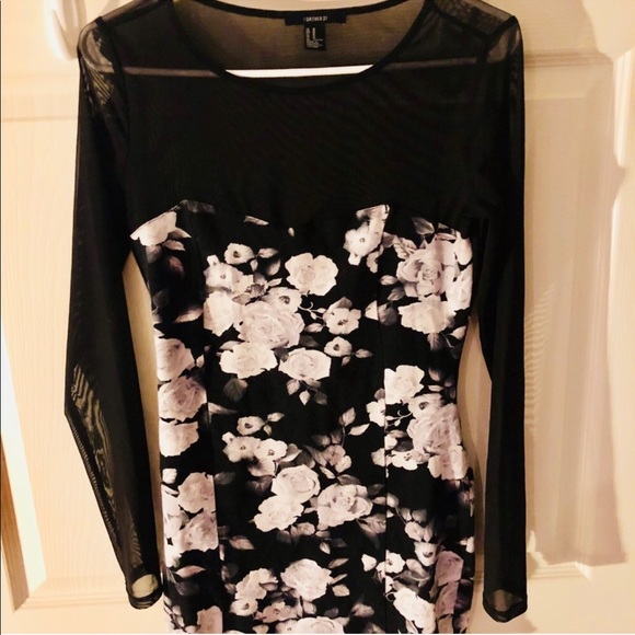 Forever 21 | Dresses | Forever 2 Floral Print Longsleeve Sheer Dress ...